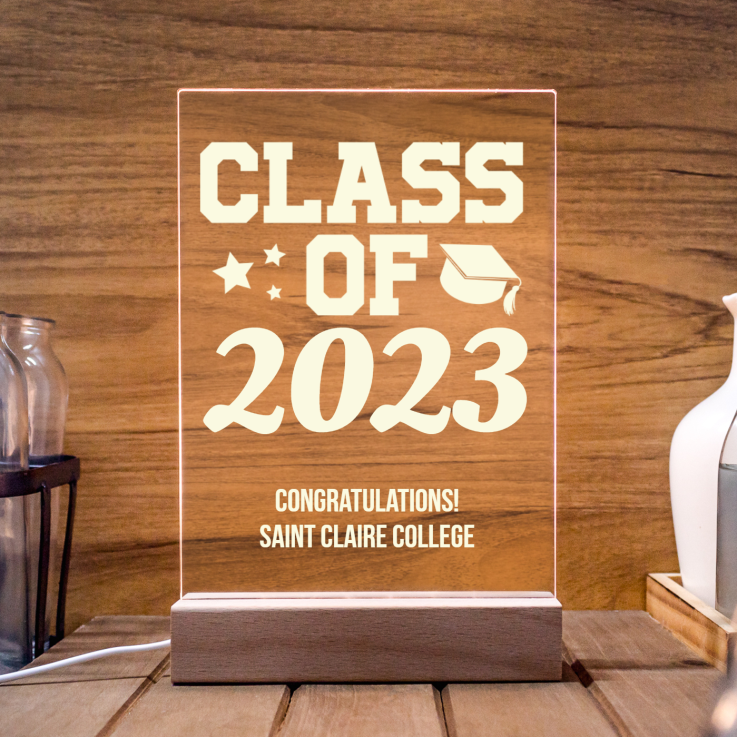 Personalized Class Graduation LED Acrylic Light Stands | Graduation LED ...