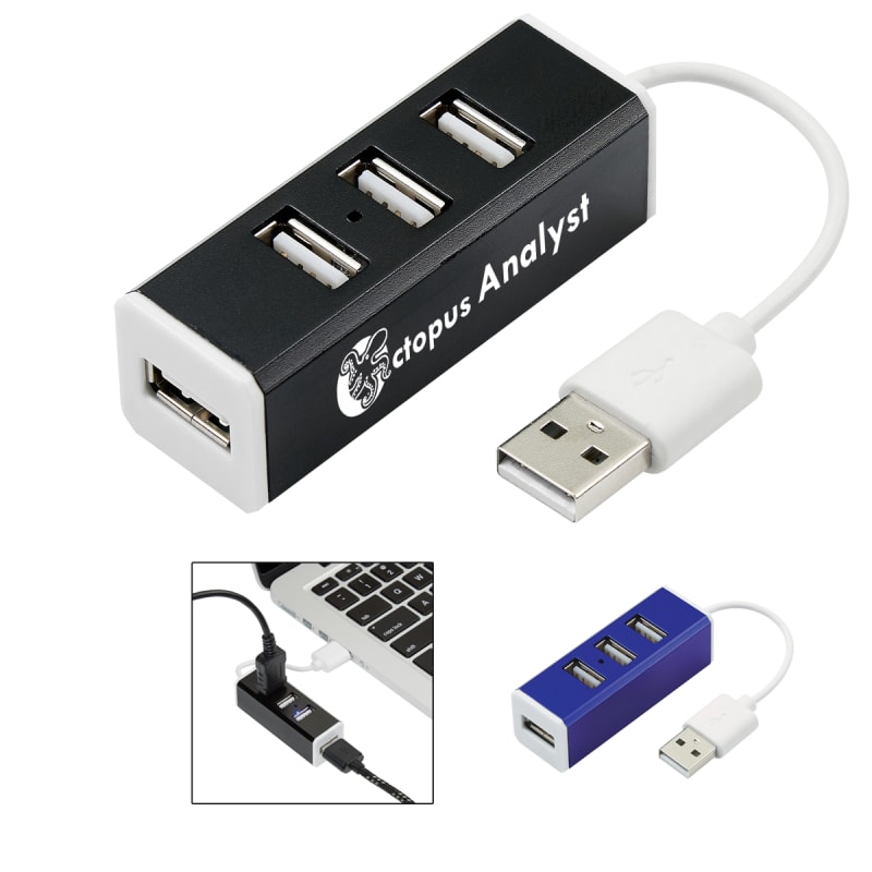 4-Port Aluminum USB Hub - 24HourWristbands.Com