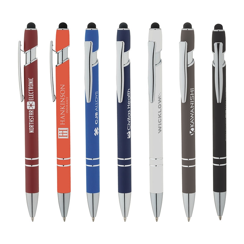 Basics Denton Soft-Touch Pen W/ Stylus - 24HourWristbands.Com