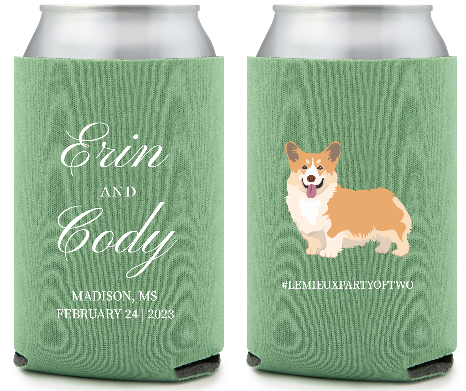 Custom Illustrated Corgi Pet Wedding Full Color Can Coolers | Corgis ...