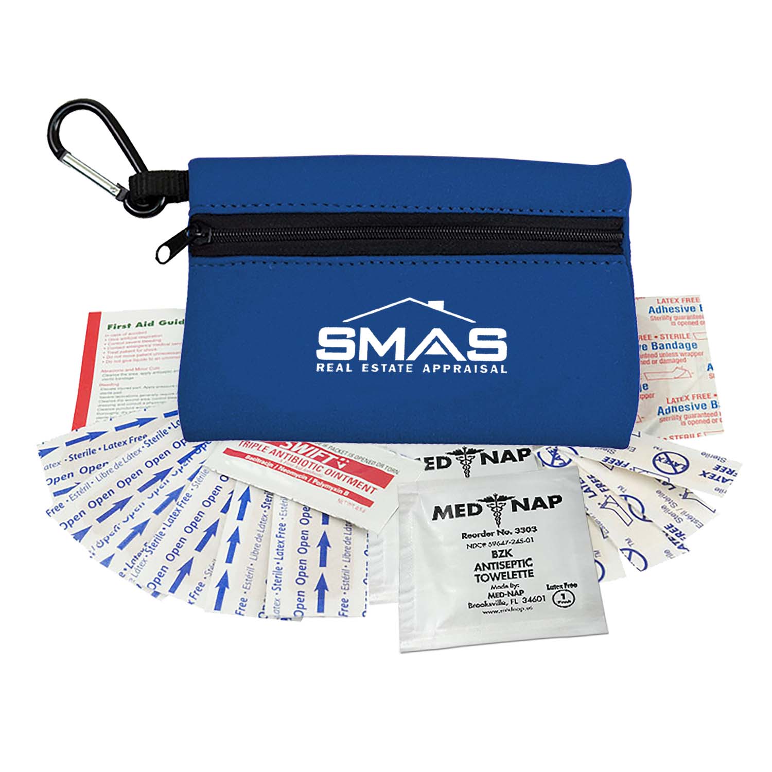 First Aid Kit Zipper Tote With Carabiner - 24HourWristbands.Com