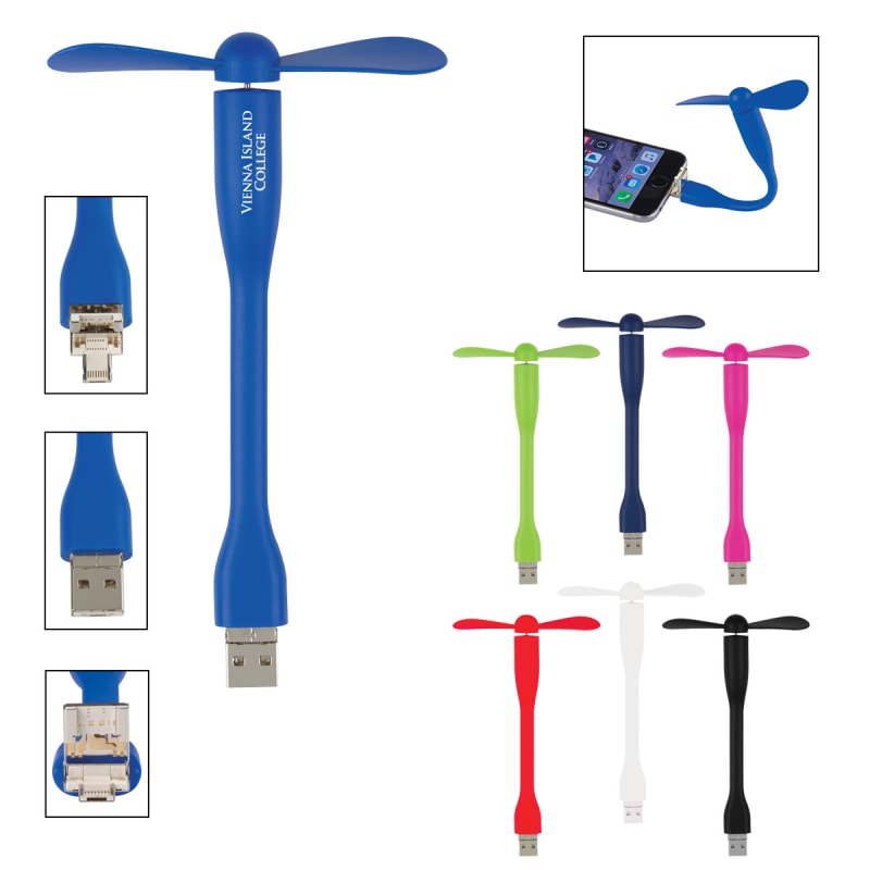 Mini USB Fan With 3-Way Connector - 24HourWristbands.Com