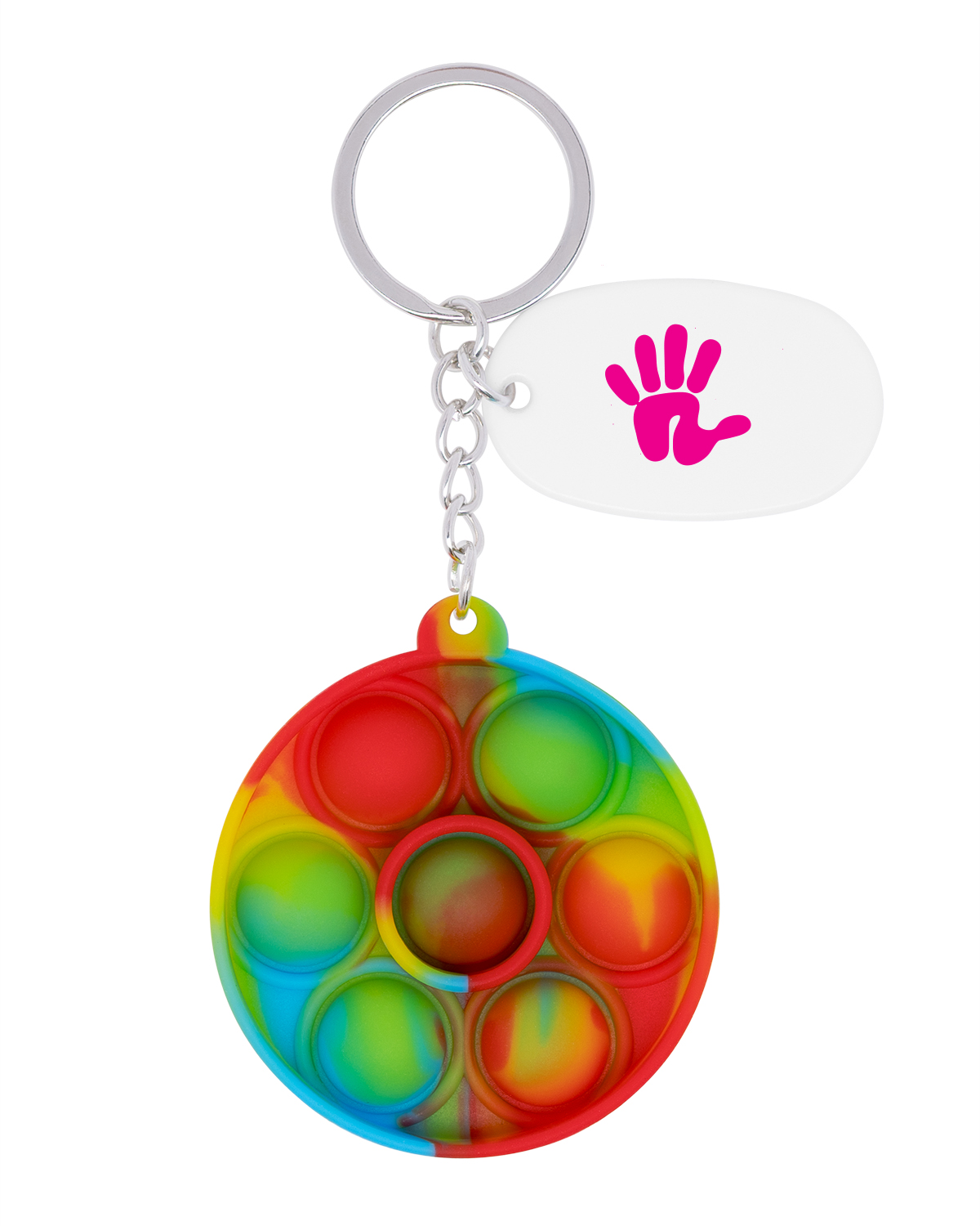 Push Pop Bubble Round Fidget Sensory Keychain - 24HourWristbands.Com