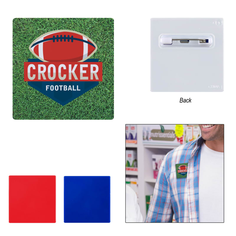 Square Button Pin - 24HourWristbands.Com