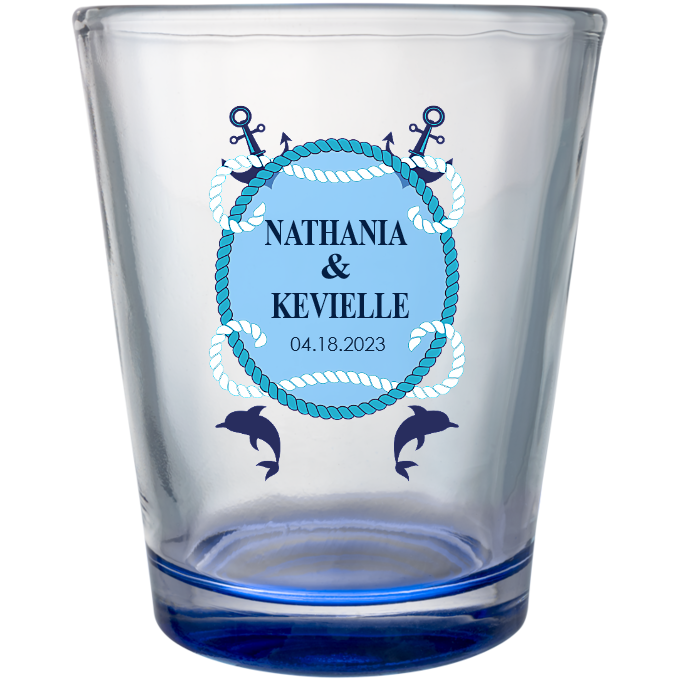Custom Clear Shot Glasses — Nautical Beach - 24HourWristbands.Com