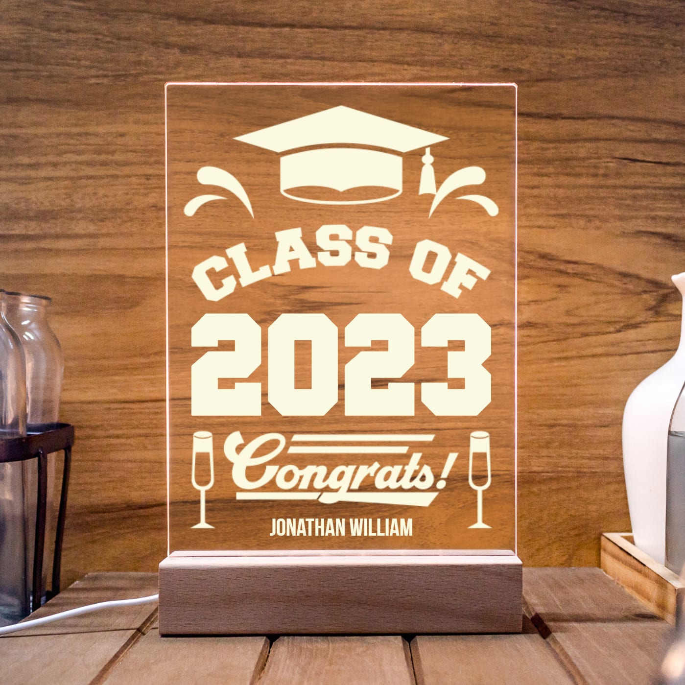 Customized Graduation Year Congrats LED Acrylic Light Stands ...