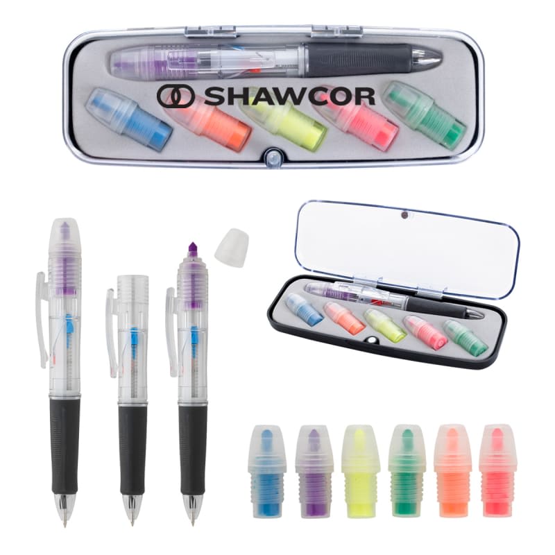 Tri-Color Pen And Highlighter Set | Writing - 24HourWristbands.Com