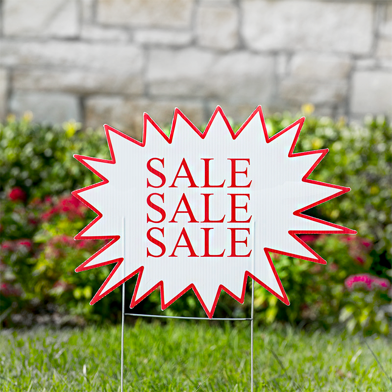 Star Burst Yard Signs | Custom Shaped Yard Signs - 24HourWristbands.Com