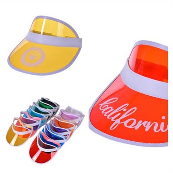 Clear Candy Colored Plastic Sun Visor | Custom Visors - 24HourWristbands.Com