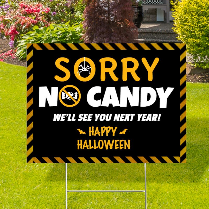 Sorry No Candy Yard Signs | Halloween Yard Signs - 24HourWristbands.Com